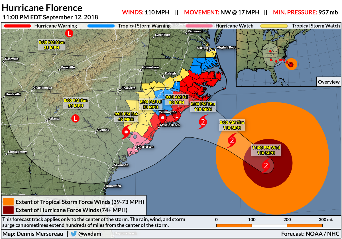 Hurricane Florence Set to Bring Intense Flooding and Storm Surge to ...