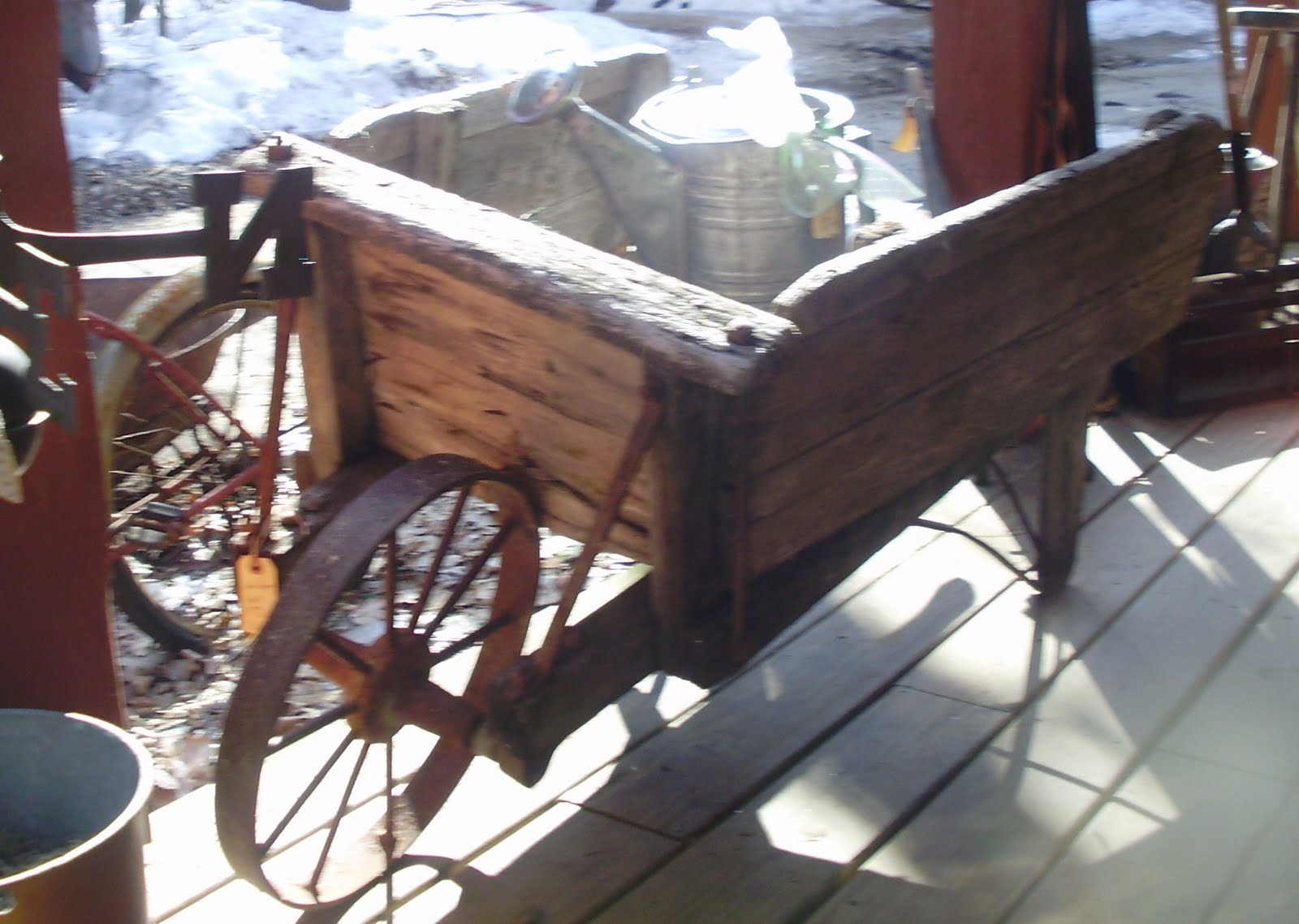 Log Cabin Antiques & Gifts: Rustic wooden wheelbarrow