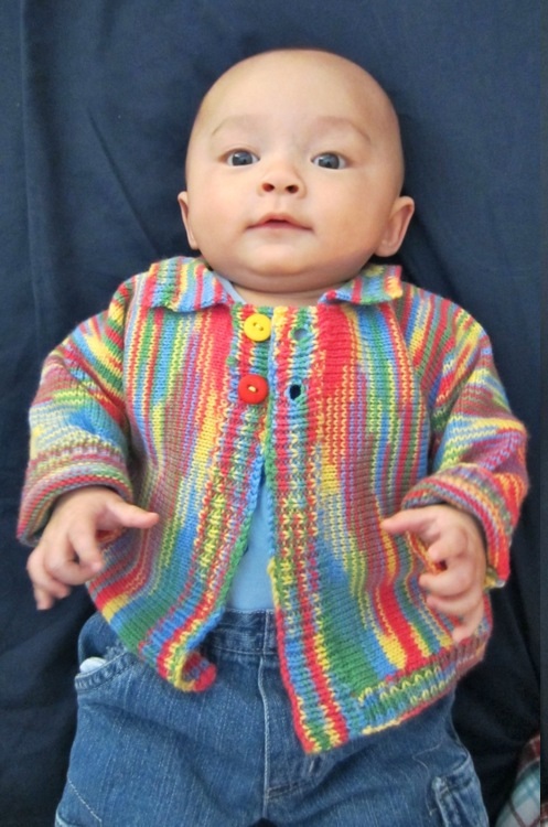 Marzipanknits: Machine Knit Baby Sweater Using Sock Yarn