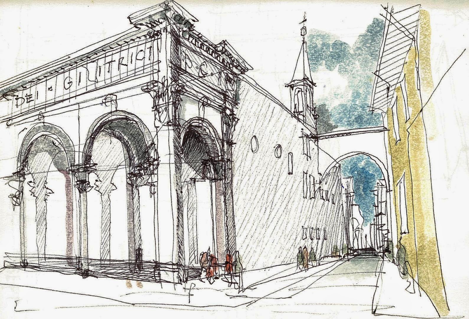 lines on paper: Sketch 24/30 - Piazza Santissima Anunziata, Florence