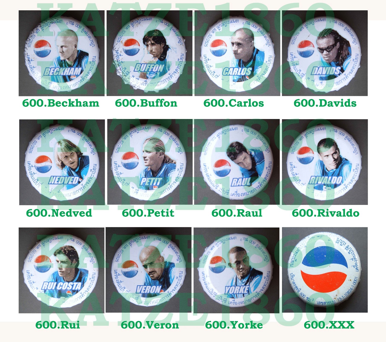 thaibeercrowncaps: 2002 PEPSI Football Players Set Crowncaps - THAILAND