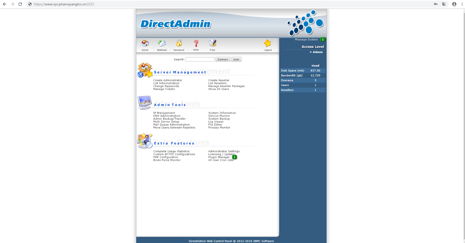 Web Hosting Control Panel - Hướng dẫn cài Direct Admin(DA) trên Centos 7