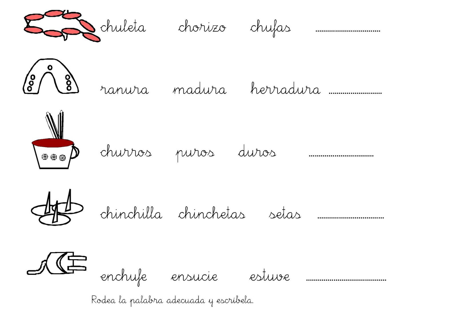 Recursos para Educación de Adultos: Caligrafía letra CH