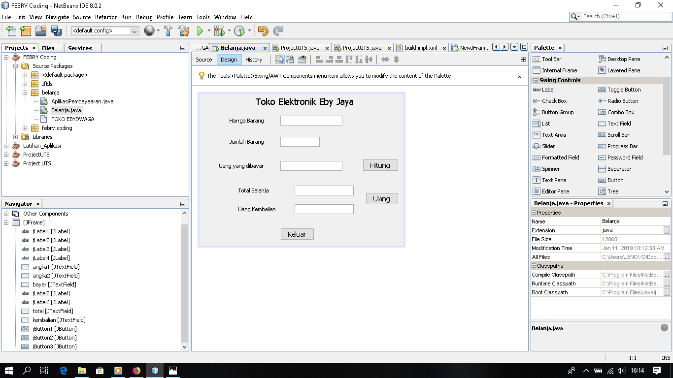 My Blog: MEMBUAT APLIKASI PEMBAYARAN SEDERHANA MENGGUNAKAN JAVA NETBEANS