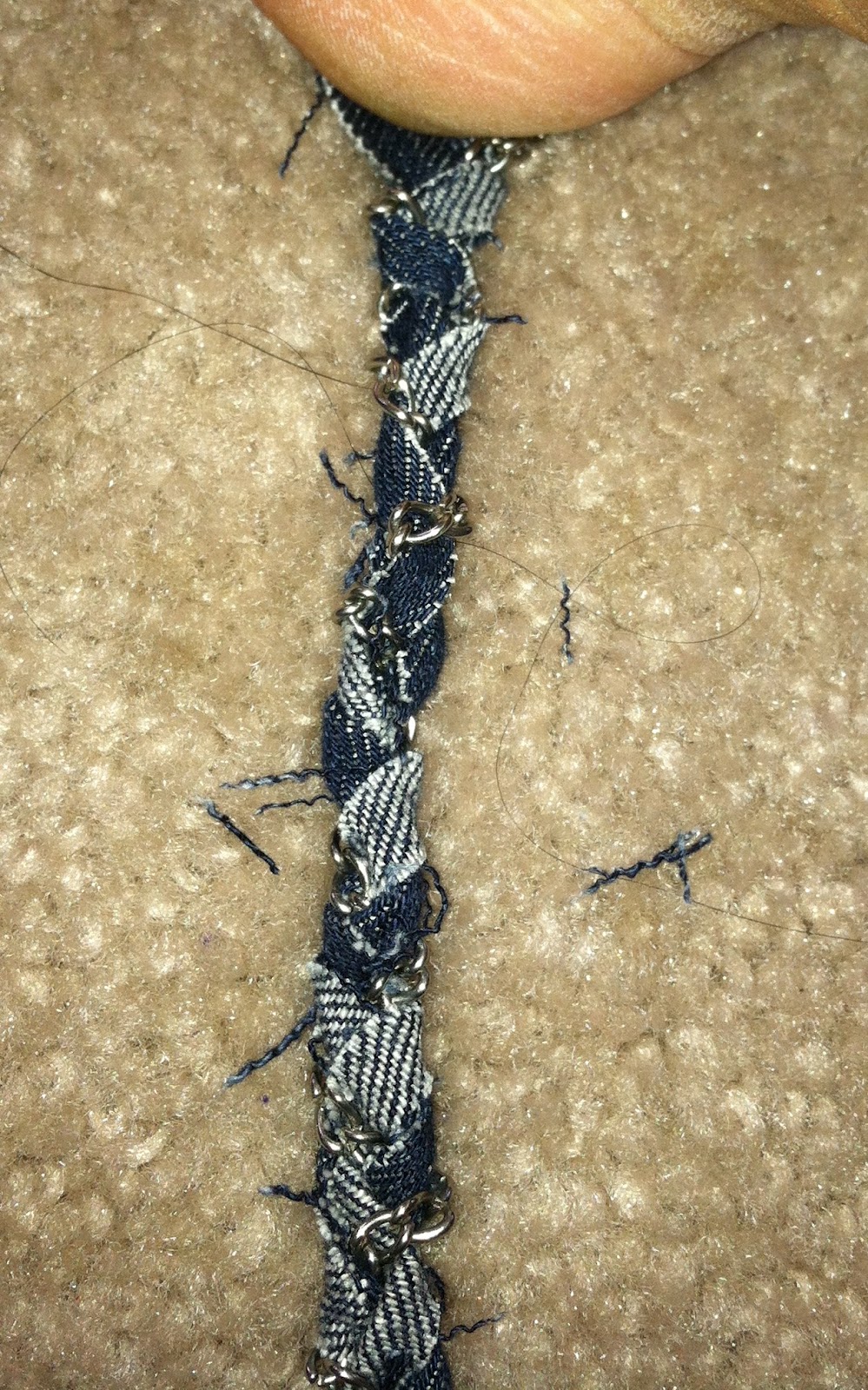 If I can do it, you can too!: Braided Denim Bracelet