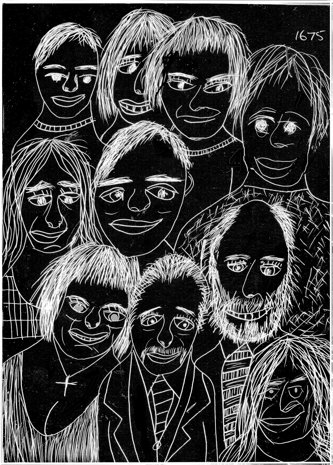 All This Is That: drawing: faces 1675 — India Ink scratchboard