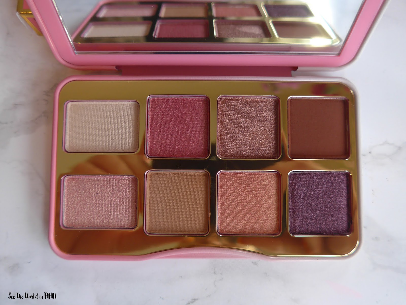Too Faced Tickled Peach Mini Eyeshadow Palette ~ Swatches, Eye Look ...