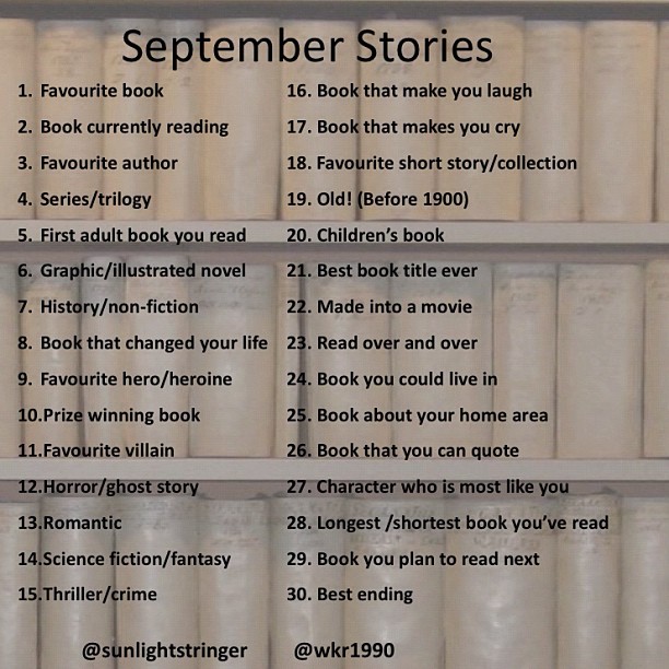beyond the aisle: #septemberstories - a book lovers' instagram challenge!