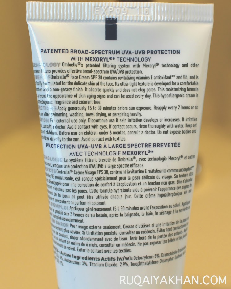 Ruqaiya Khan: Ombrelle Ultra-Light Cream SPF 30 for Face Review