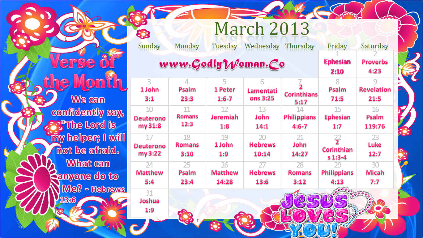 Godly Woman Daily Calendar - March 2013
