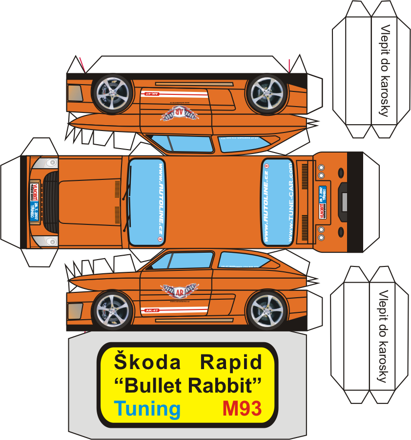 SP. Papel Modelismo: PaperCraft Škoda Rapid Bullet Rabbit