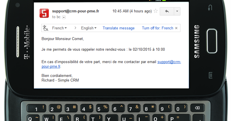 Rappel automatique des rendez-vous par e-mail et meilleure segmentation ...
