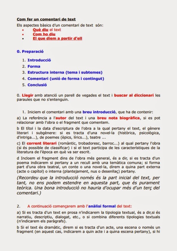 Català de 1r de BATXILLERAT de l'Ins. Montgrí: Com fer un comentari de ...