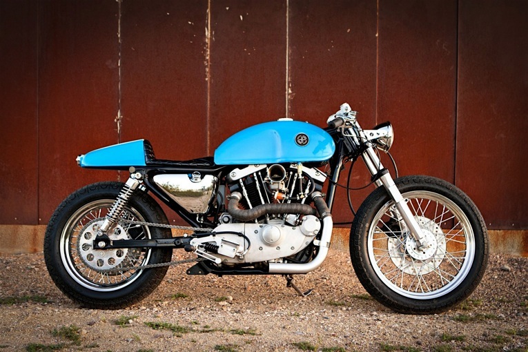 Ironhead Grabber Blue Cafe Racer - RocketGarage - Cafe Racer Magazine