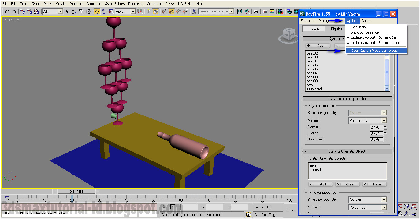 Simulasi Gelas Pecah (3ds Max RayFire Tutorial) ~ 3ds Max Tutorial - id