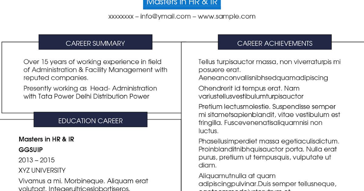 Format Of Curriculum Vitae: Best Professional CV Format for Freshers
