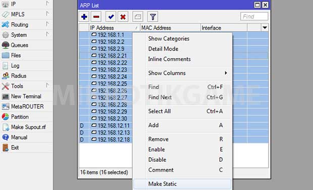 Cara Mudah Setting ARP List di Routerboard MikroTik