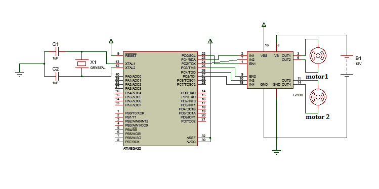 Atmega32 Interfacing D C Motor With Atmega32 Using L293d