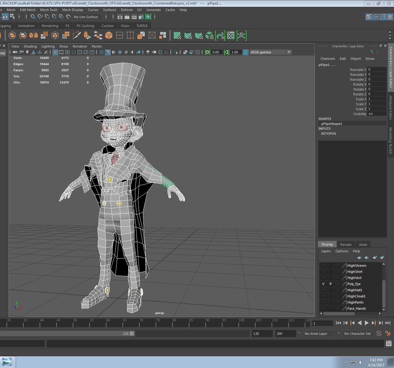 Audrey C. Everett: Retopology in Maya (retaining polycount_