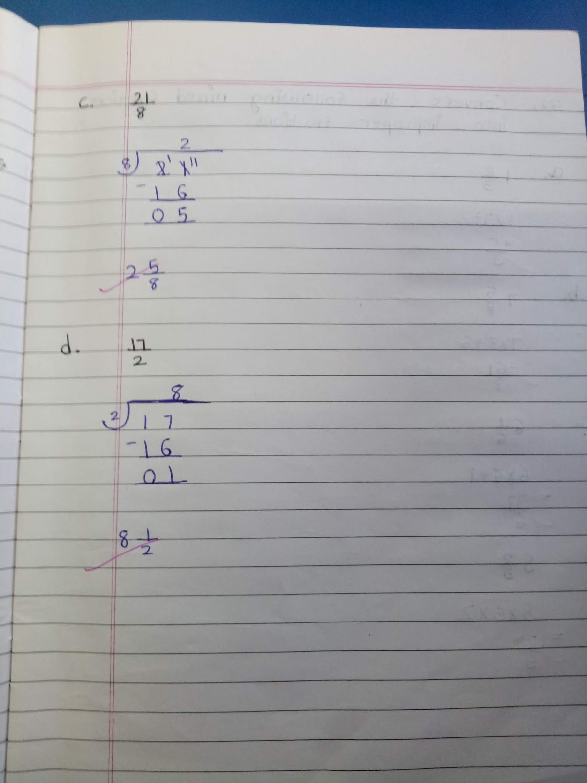 Math ch-Fractions notebook work