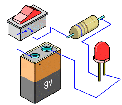 Kemahiran Hidup Bersepadu: Sambungan litar yang betul LED dengan bateri 9V