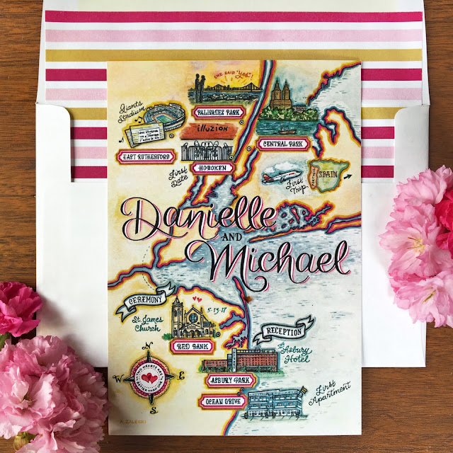 Invitations, Ink, Social Design Studio: Illustrated Map Wedding Invitations