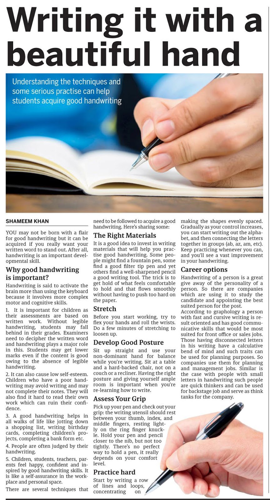 FYI@Librarian: Writing it with a beautiful hand!! Handwriting is an ...