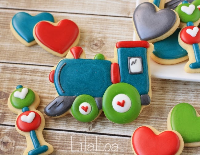Decorated Train Valentine's Day Cookies