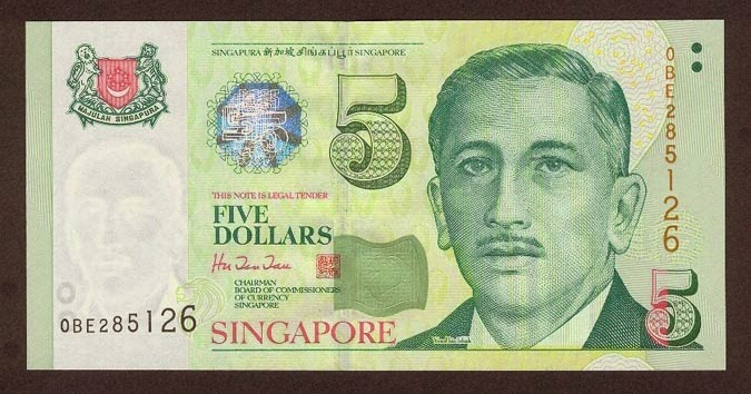 Singapore 5 dollars|World Banknotes & Coins Pictures | Old Money ...