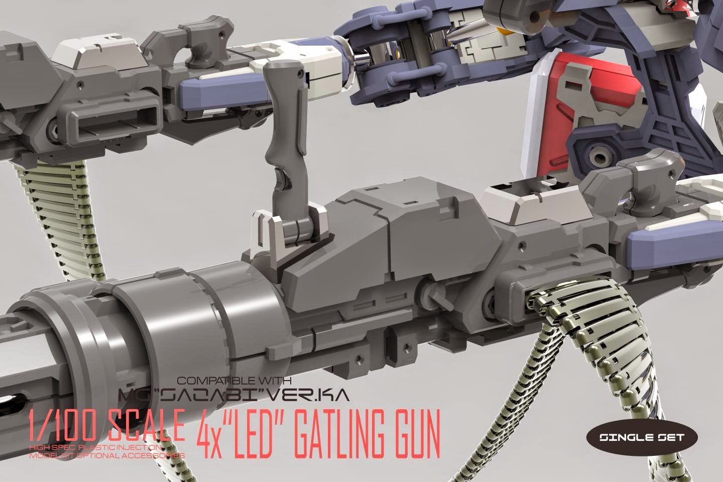 Playwright: 1/100 4x Gatling Gun Set + LED for MG Sazabi Ver. Ka ...