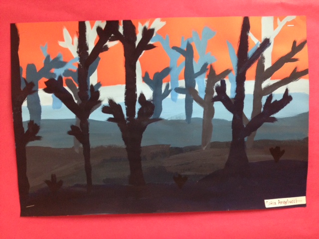 Mrs. Gosselin's Art Adventures: Completed Monochromatic Tree Landscapes