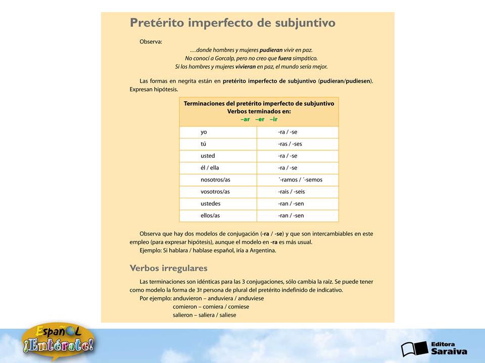 ESPANHOL: Pretérito imperfecto de subjuntivo