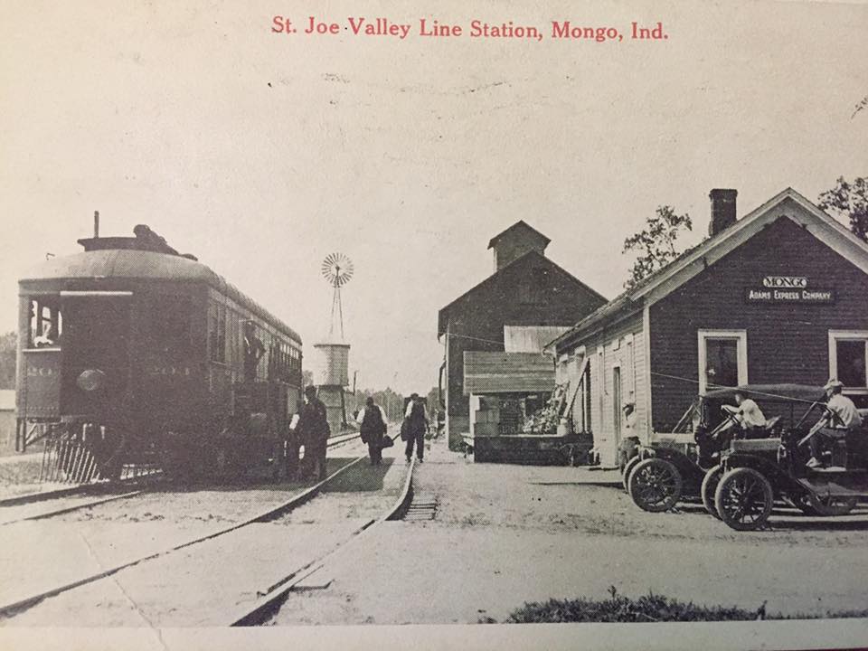 Towns and Nature: Mongo, IN: St. Joe Valley Line Depot, Bridge and School