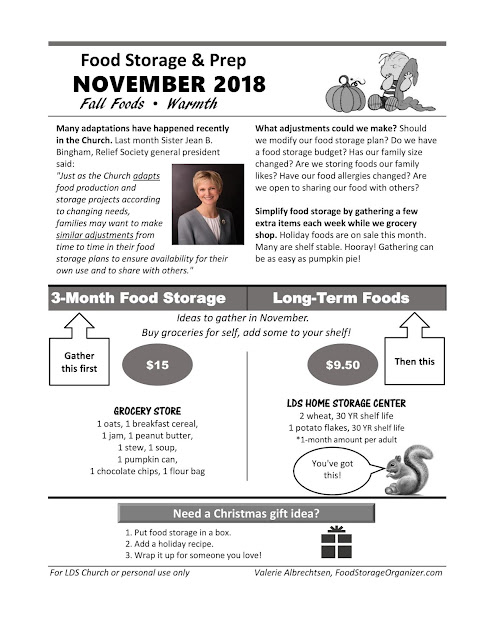 November Food Storage and Prep Handout