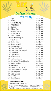 BEE COOKIES CAKE & BAKERY: Daftar Harga Kue Kering