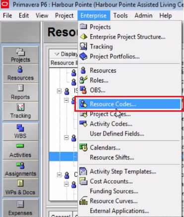 Primavera P6 Tutorial : Chapter 2.3 : Resources, Codes and Roles