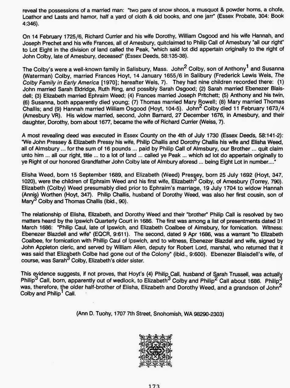 AnceStory Archives: Philip Call and Elizabeth Colby and their descendants