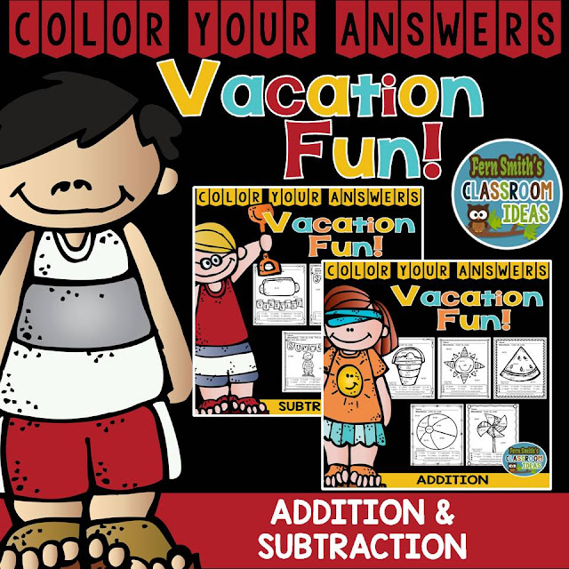 Want Some Really Cute Vacation Themed Color Your Answers Printables To ...