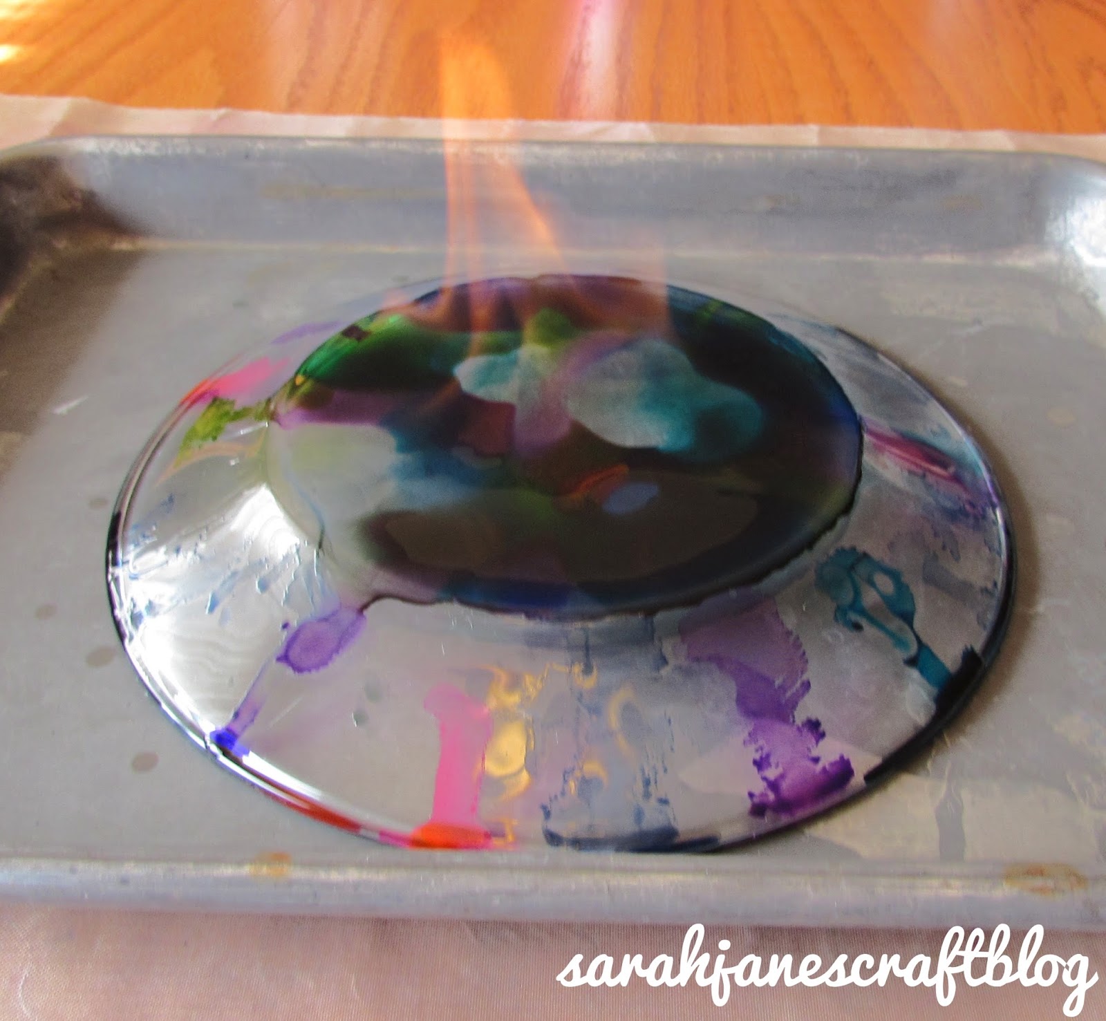 Flamed Alcohol Ink Glass Plate