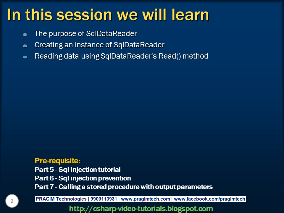 Sql Server Net And C Video Tutorial Part 8 Sql Datareader In Adonet