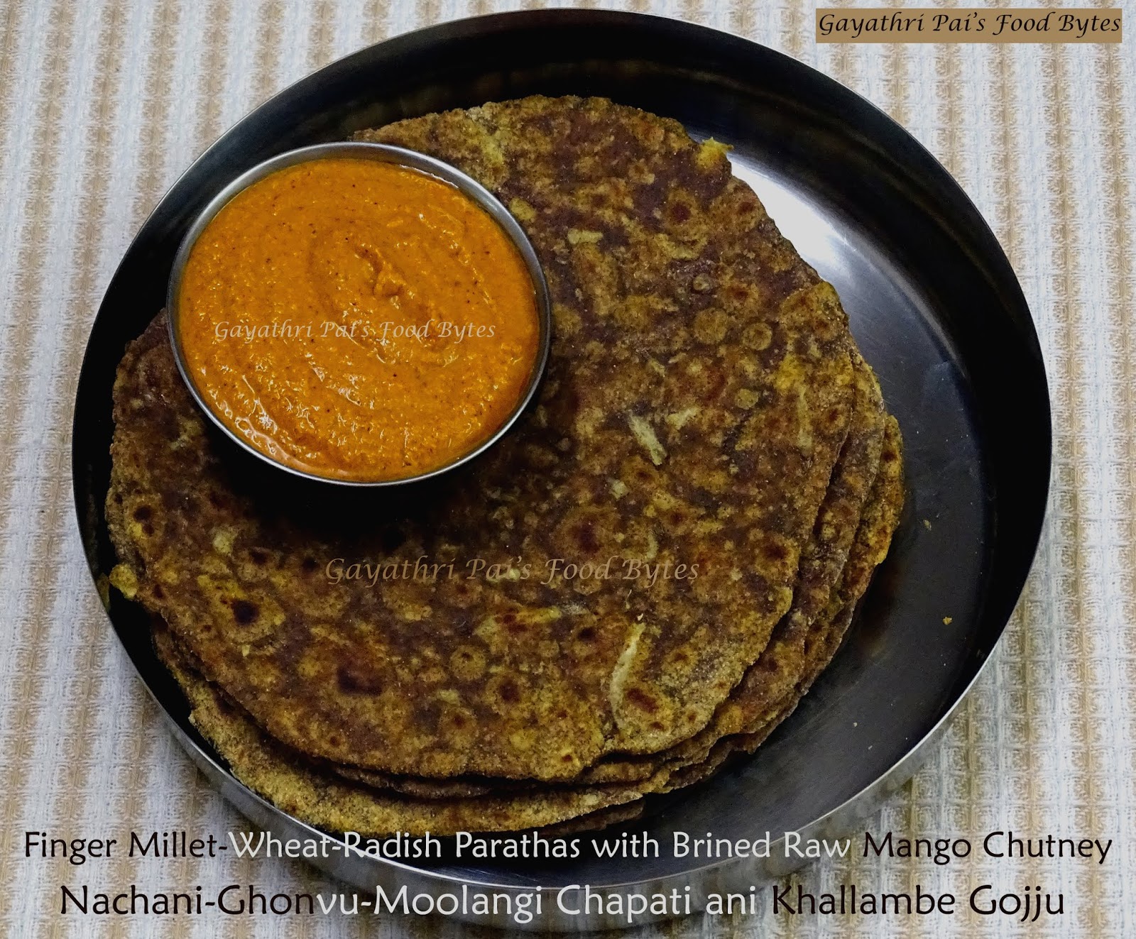 Gayathri Pai's Food Bytes: Finger Millet (Nachani)~Radish Parathas with ...