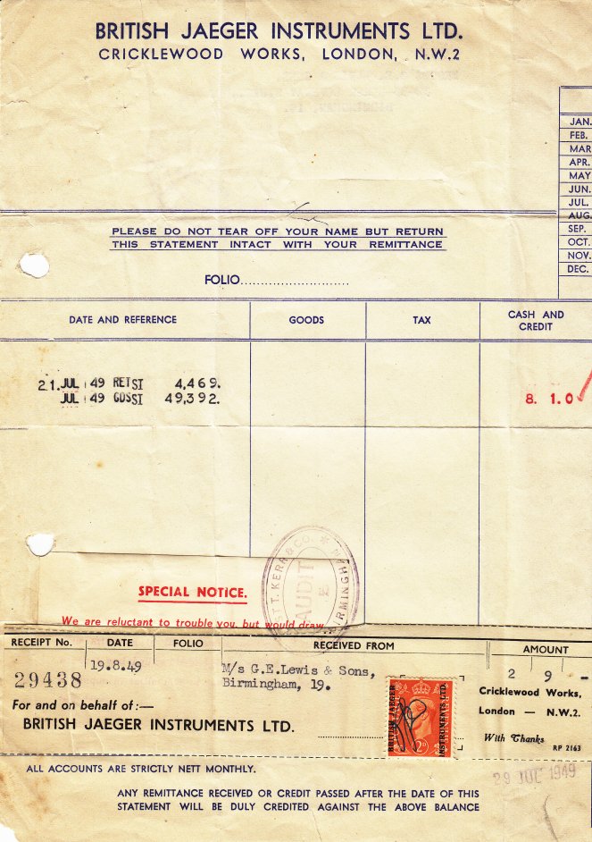 COSGB: British Jaeger Instruments Ltd.
