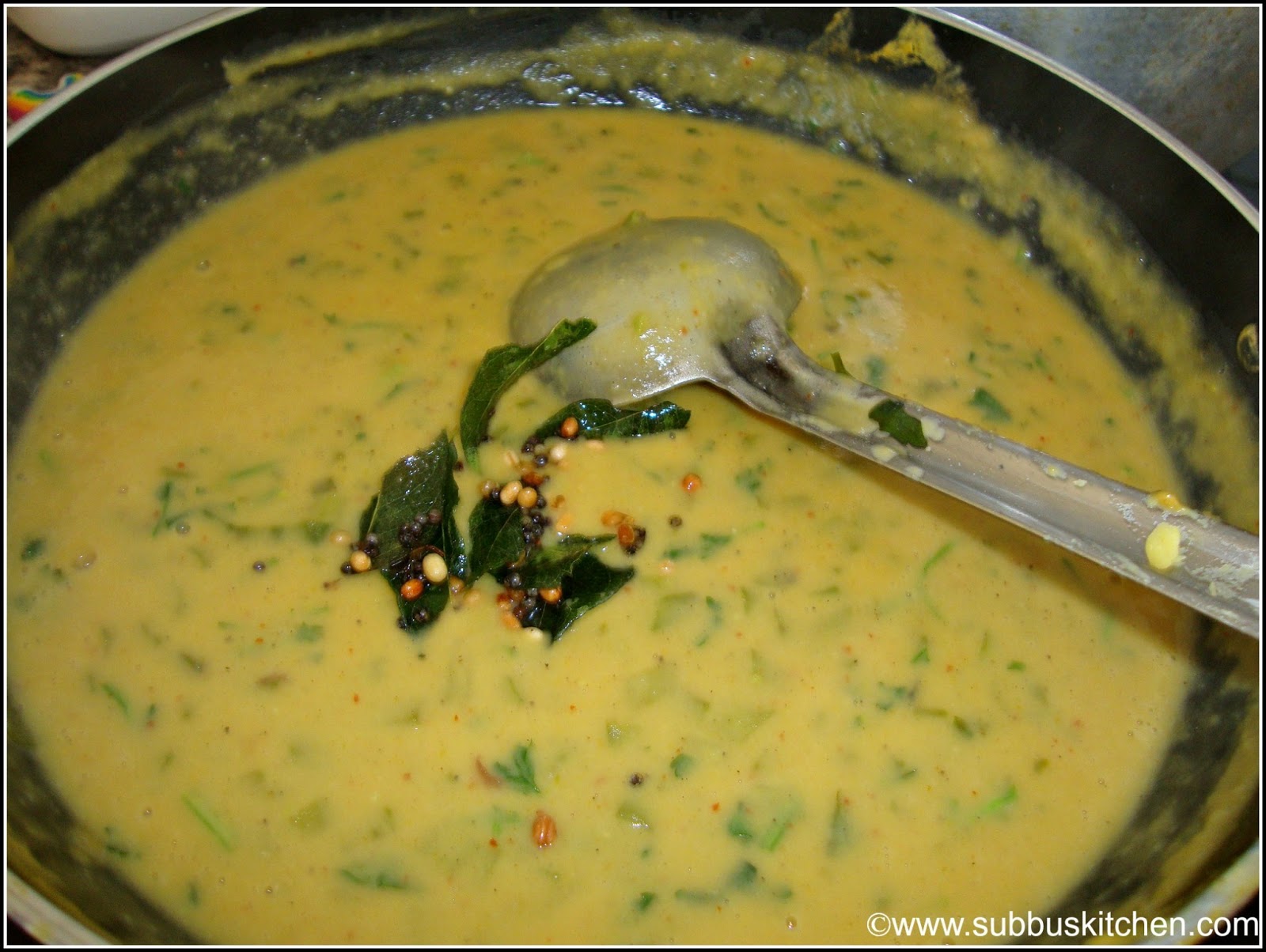 Kothavarangai(Cluster Beans) Thengaipaal Poricha Kuzhambu - Subbus Kitchen