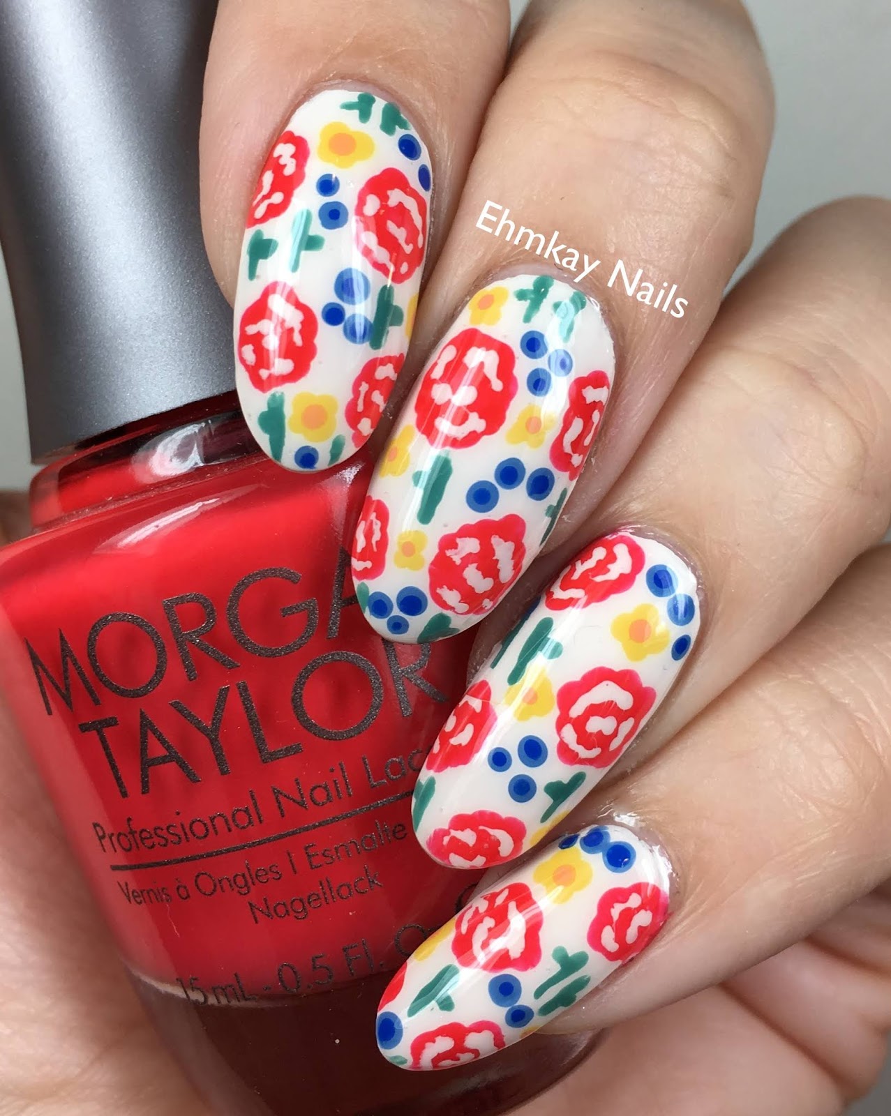 ehmkay nails: Handpainted Floral Spring Nail Art