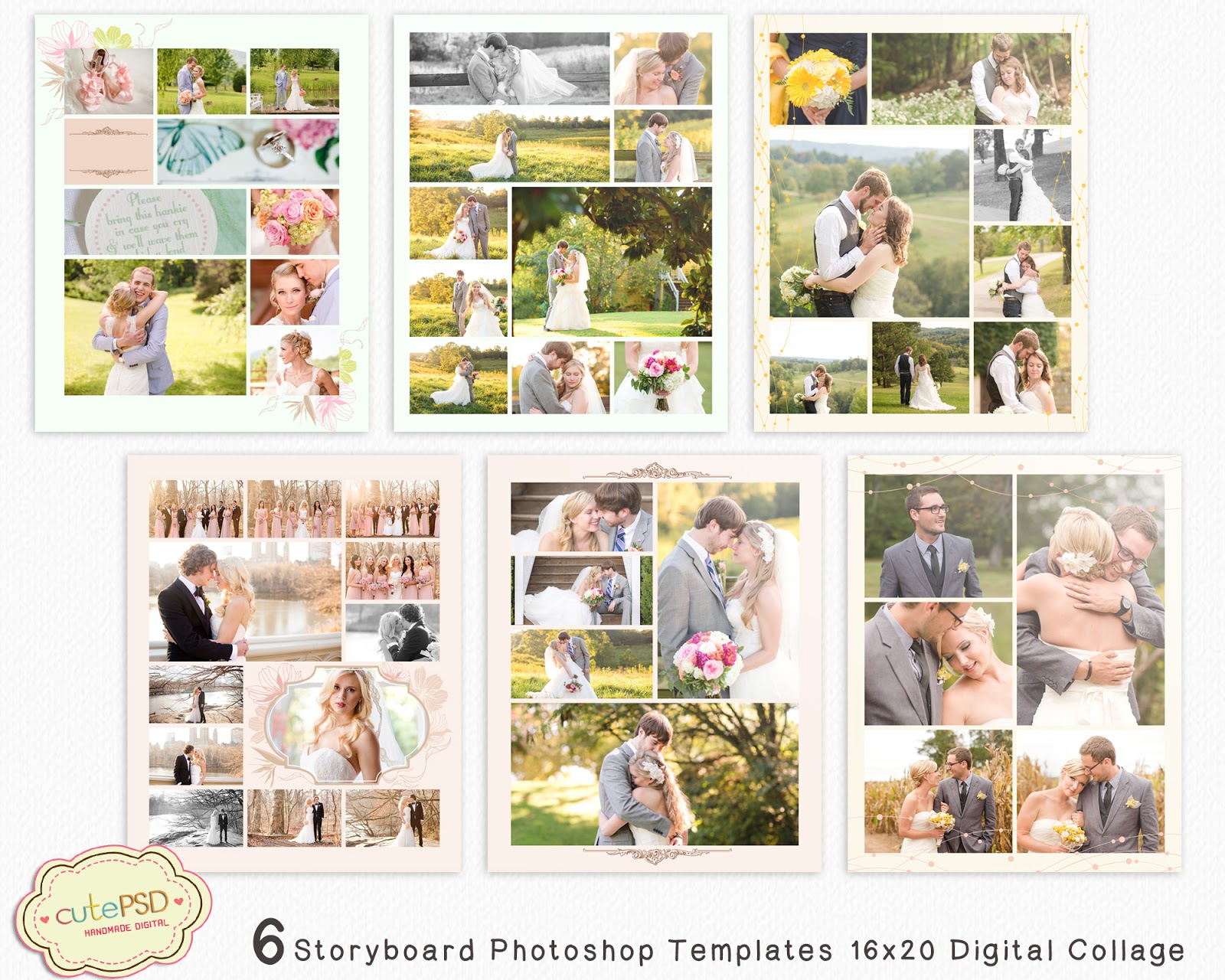 6 Storyboard Photoshop Templates 16x20 Digital Collage, Blog Board ...