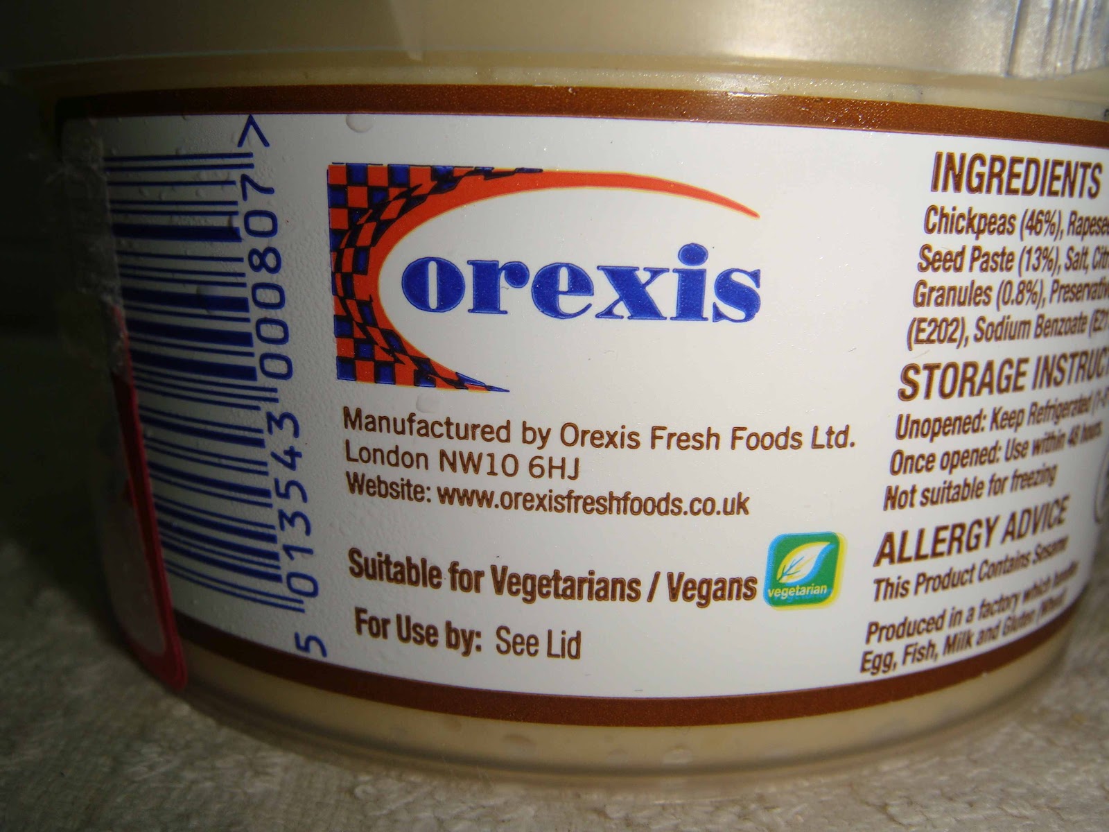 Supersupergirl's Food Reviews: Orexis Houmous