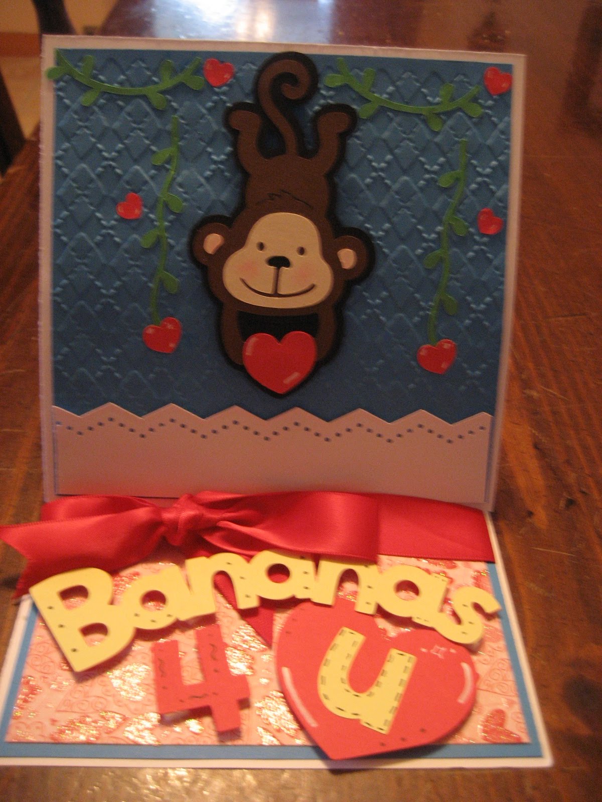 Scrappinlils Creative Side: Monkey Valentines easel card for my hubby