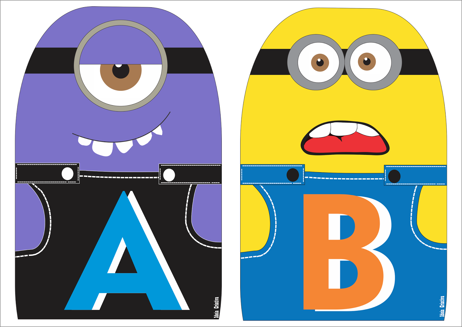 Abecedario de los Minions en Colores. Minions and Antiminions Letters ...