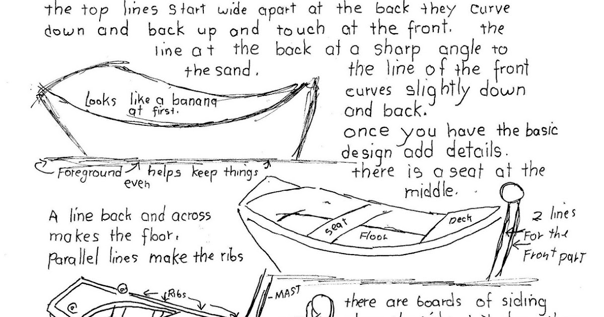 How to Draw Worksheets for The Young Artist: How To Draw Boat On Beach ...