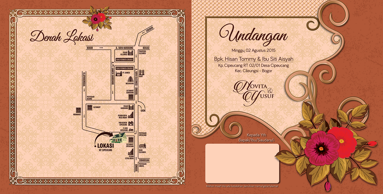 Contoh Desain Undangan Full Colour "Novita & Yusuf" | Grafika